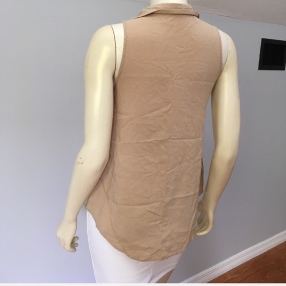 Heart & Hips | Tops | Sleeveless Button Down Khaki Tan Tank Top | Poshmark
